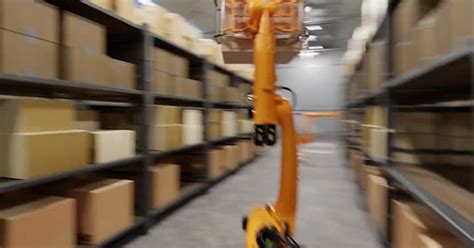 Warehouse Automatic Robots Loading And Unloading Of Boxes And Goods