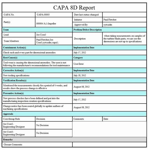 Sample Capa Form Peterainsworth