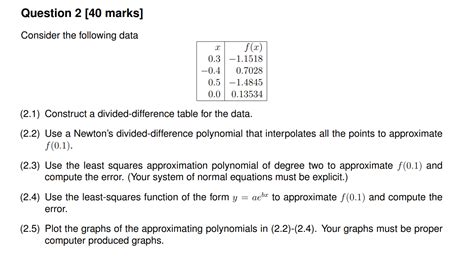 Solved Consider The Following Data Construct A Chegg