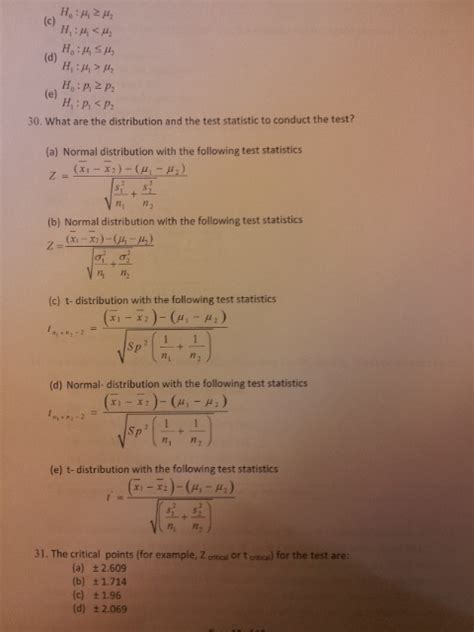 Solved What Are The Distribution And The Test Statistic To Chegg