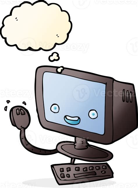 Cartoon Computer With Thought Bubble 44931317 Png