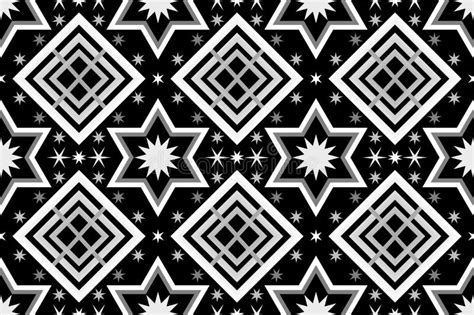 Black And White Geometric Ethnic Seamless Pattern Stock Illustration