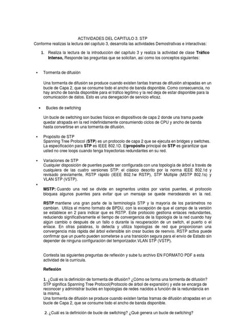 Actividades Del Capitulo 3 Cisco Ccna3 Pdf Conmutador De Red Transmisión De Datos