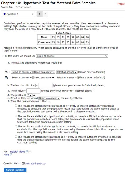 Solved Chapter 10 Hypothesis Test For Matched Pairs Samples