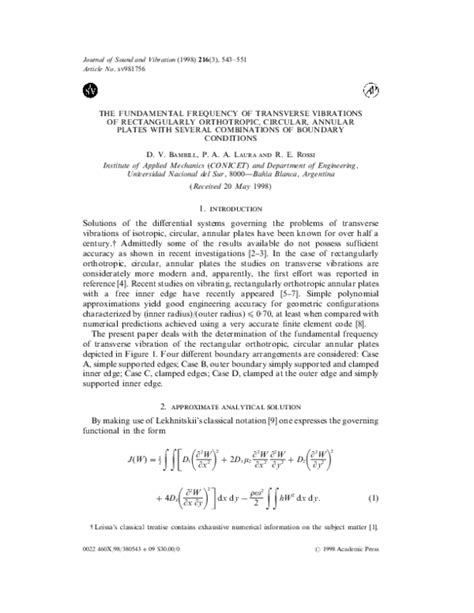Pdf The Fundamental Frequency Of Transverse Vibrations Of Rectangularly Orthotropic Circular