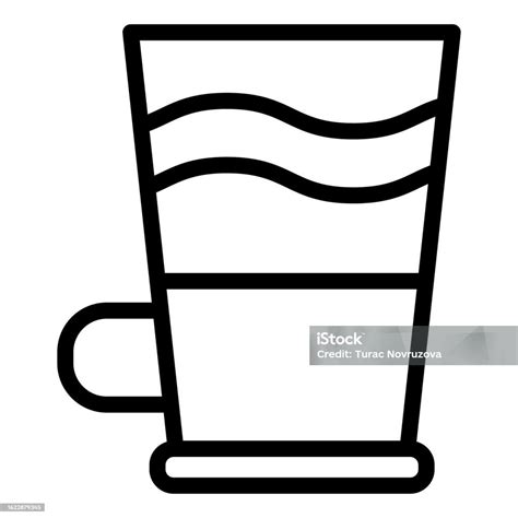 유리 라인 아이콘의 커피입니다 흰색으로 분리된 라떼 벡터 그림 큰 커피 컵 개요 스타일은 응용 프로그램을 위해 설계되었습니다