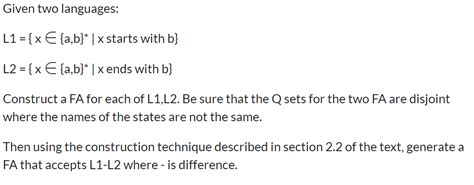 solved given two languages l1 {x∈{a b}∗∣x starts with