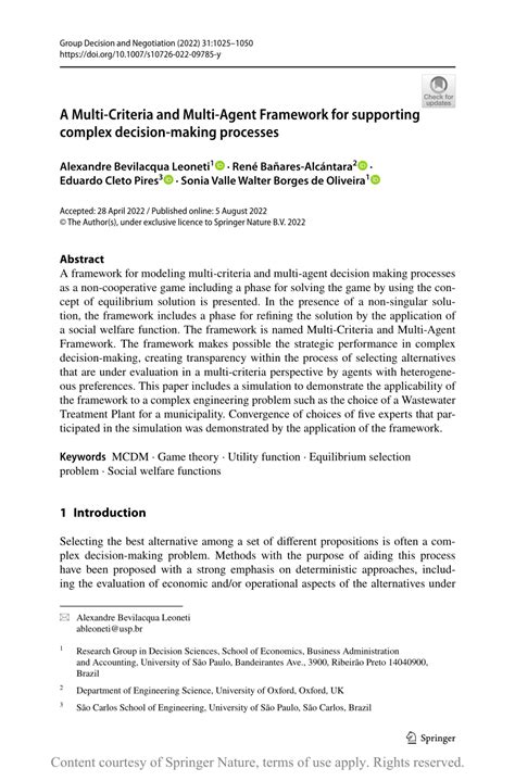 a multi criteria and multi agent framework for supporting complex
