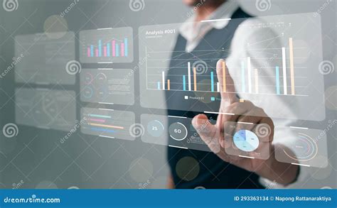 The Analyst Works On A Laptop Showing Data Business Analysis And Data