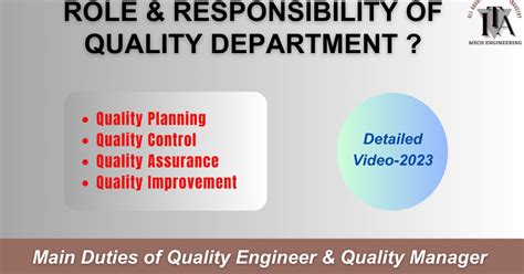 Roles And Responsibilities Of Quality Engineer Function Of Quality Department ITA Mech