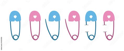 Set Of Blue And Pink Safety Pins Clipart Close Open And Pinned Safety