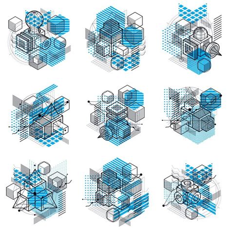 Premium Vector Abstract Vector Backgrounds With Isometric Lines And Shapes Cubes Hexagons