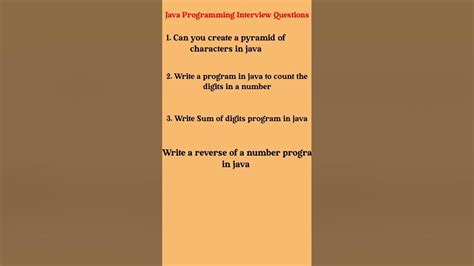Java Interview Questions Shorts Viral Short Java Javaprogramming