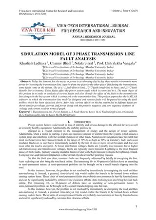 SIMULATION MODEL OF PHASE TRANSMISSION LINE FAULT ANALYSIS PDF
