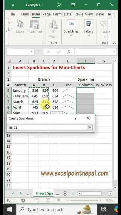 insert sparklines for mini charts in excel youtube