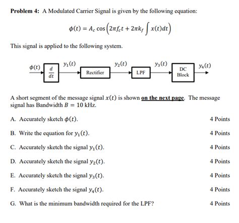 Solved Problem 4 A Modulated Carrier Signal Is Given By The
