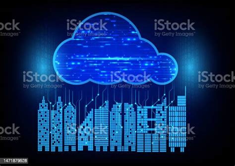 클라우드 개념 데이터 전송 클라우드 컴퓨팅 기술 벡터 일러스트 레이 션과 도시의 그래픽 건물 0명에 대한 스톡 벡터 아트 및