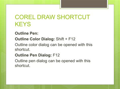 corel draw shortcut keys ppt