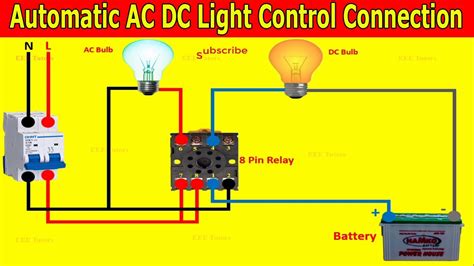 Automatic Ac Dc Light Control By 8 Pin Relay Relay Wiring Connection Eeetutors Youtube