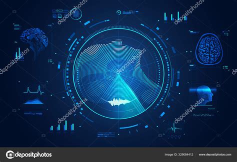Concept Mri Scan Technology Side View Man Head Brain Ray Stock Vector
