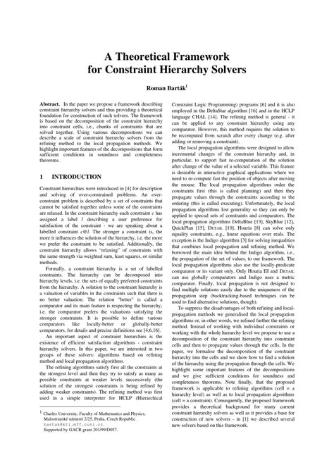 Pdf A Theoretical Framework For Constraint Hierarchy Solvers