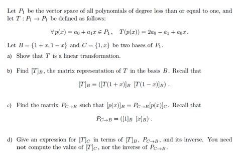 solved let p be the vector space of all polynomials of