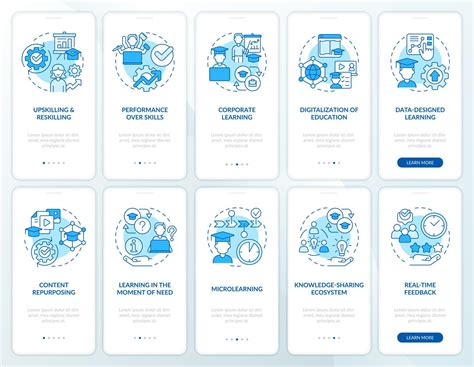 Emerging Skills For Professionals Blue Onboarding Mobile App Screen Set