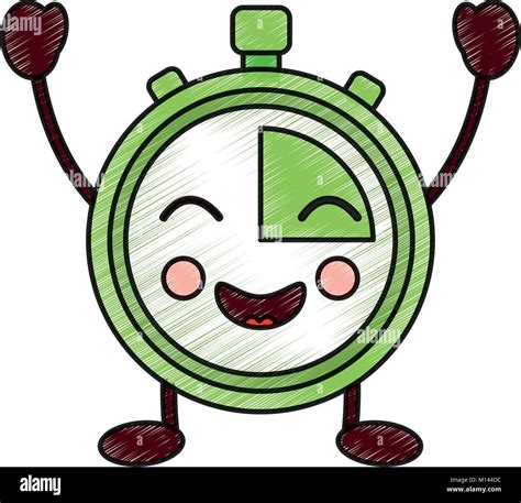 Kawaii Chronometer Speed Timer Cartoon Character Stock Vector Image