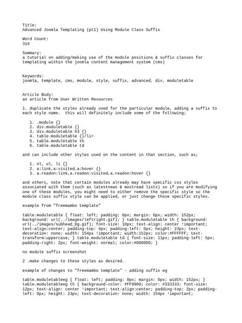 advanced joomla templating pt1 using module class suffix pdf world
