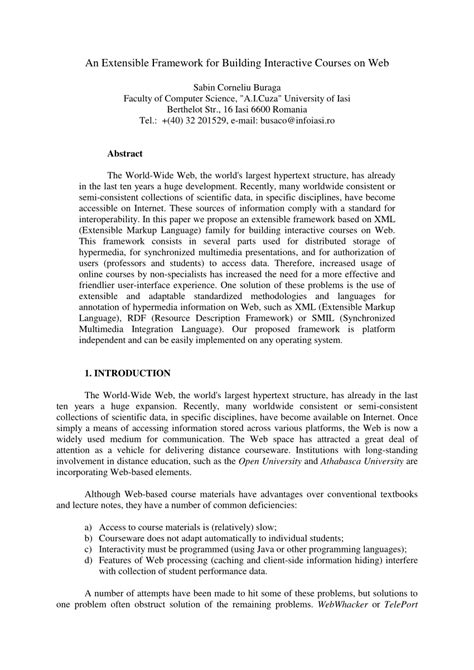 Pdf An Extensible Framework For Building Interactive Courses On Web