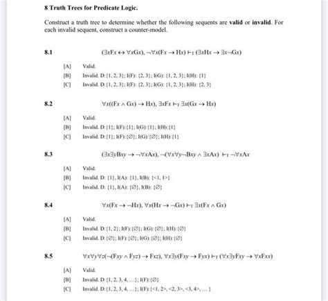 solved 8 truth trees for predicate logic construct a truth