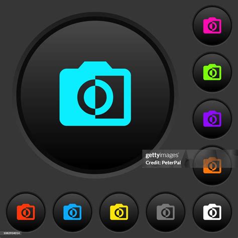 Monochrome Photos Dark Push Buttons With Color Icons High Res Vector