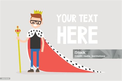 영 왕 맨 틀과 왕관 입고 문자 평면 편집 가능한 벡터 그림 클립 아트 Empire에 대한 스톡 벡터 아트 및 기타 이미지