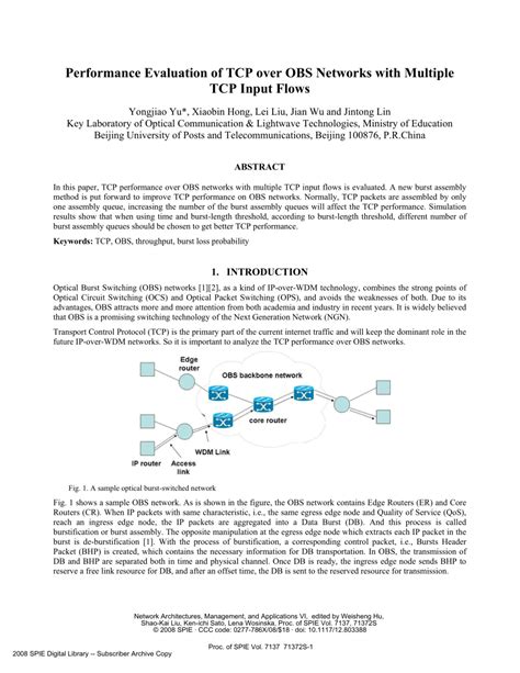 Pdf Performance Evaluation Of Tcp Over Obs Networks With Multiple Tcp Input Flows