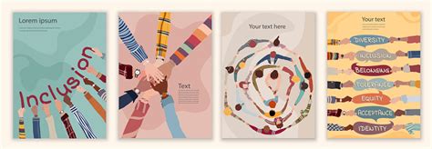 다양성 포용과 평등 개념 다양한 문화를 가진 사람들이 원을 형성합니다 다문화 남성과 여성의 그룹 편집 가능한 브로셔 템플릿 전단지 전단지 커버 포스터 손을 위로 사회적