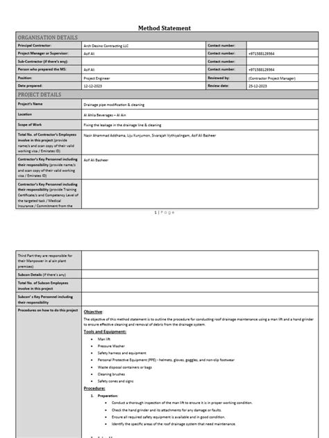 Method Statement Pdf