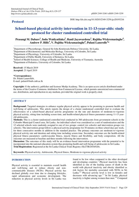 Pdf School Based Physical Activity Intervention In 11 13 Year Olds