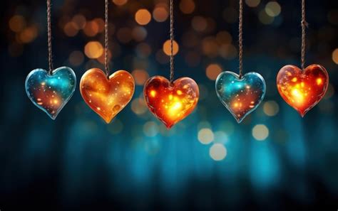 Premium Photo String Of Lights In Heart Shapes