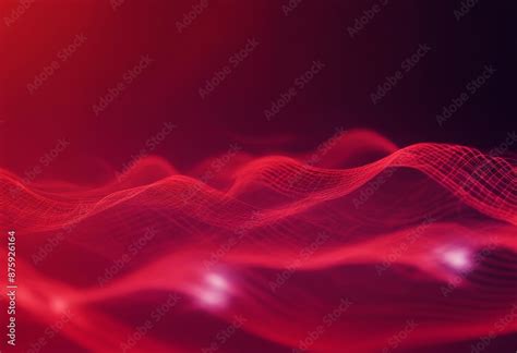 Waves Sound Waveform Visualization Audio Technology Red Copy Illustration Futuristic Wireframe