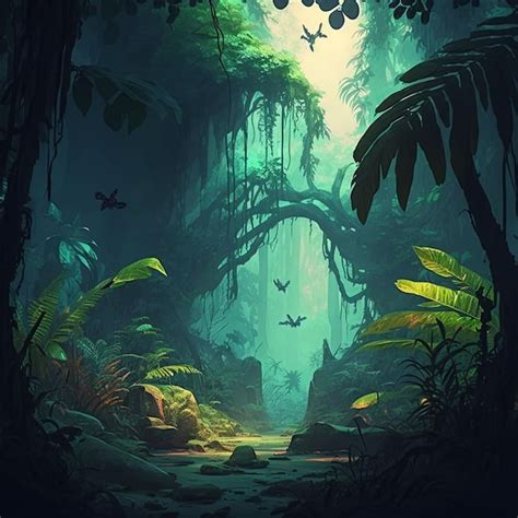 Premium AI Image Jungle Background Forest Nature AI Generated