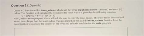 Solved Question 1 10 Points Create A C Function Called