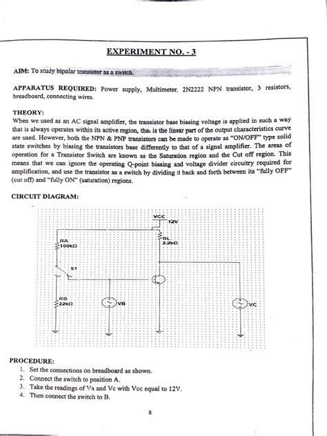 Experiment 01 De Lab Pdf Bipolar Junction Transistor Amplifier