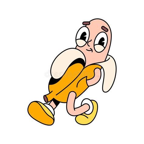 Retro Style Pop Art Banana Character Vector Patch Stock Vector Illustration Of Print Fruit