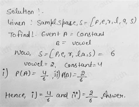 solved given the sample space e s p e r l a s determine the