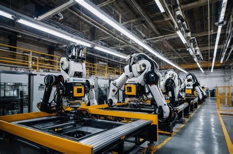 Smart Factory Robotics Enhancing Manufacturing Productivity Premium Ai Generated Image