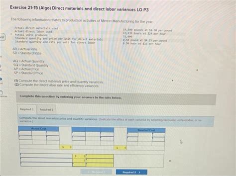 solved exercise 21 15 algo direct materials and direct