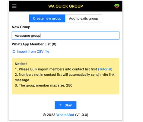WhatsApp Quick Group - Import WhatsApp Group members from CSV file