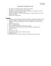 Phys 102 Lab 3 Prelab Pdf Katelyn Liu 260789283 Phys 102 Lab 3 Prelab RC Circuits RC