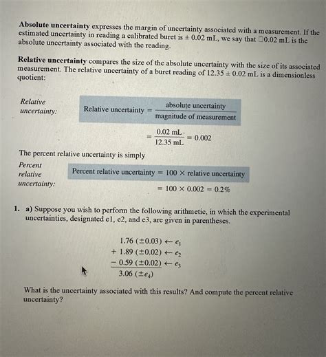 Solved Absolute Uncertainty Expresses The Margin Of