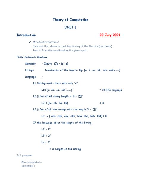 Toc Notes Pdf Formal Methods String Computer Science